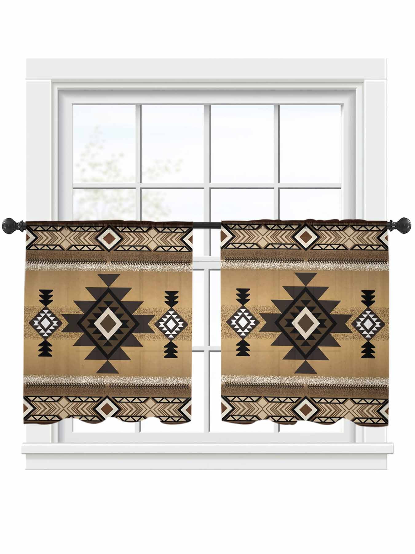 Southwest Ethnic Style Sheer Curtains for Living Room Bedroom, Light ...