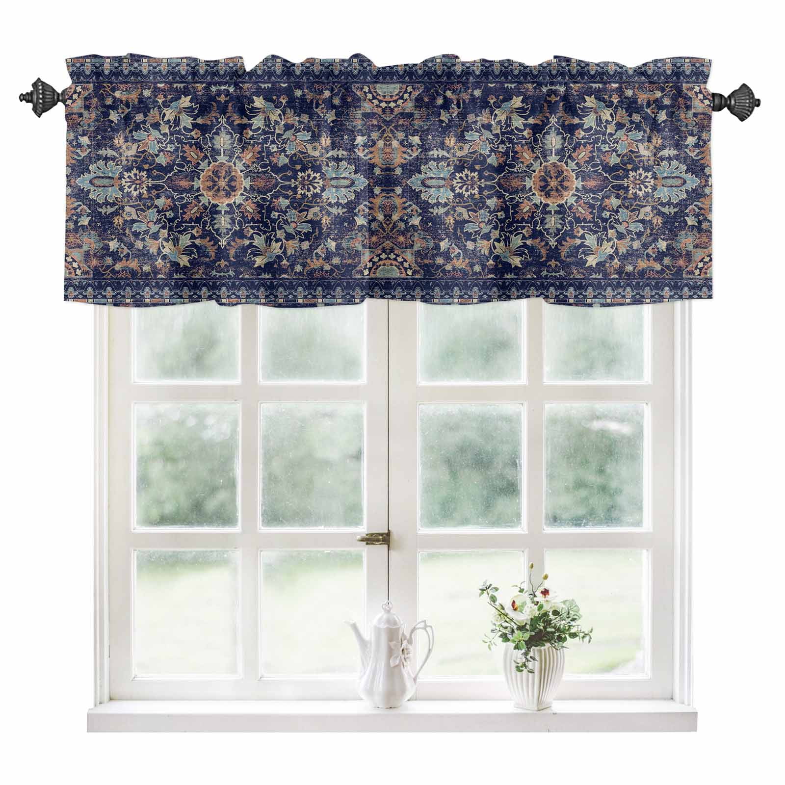 Southwest Flower, Kitchen Valances for Windows 60x18 Inch Kitchen ...