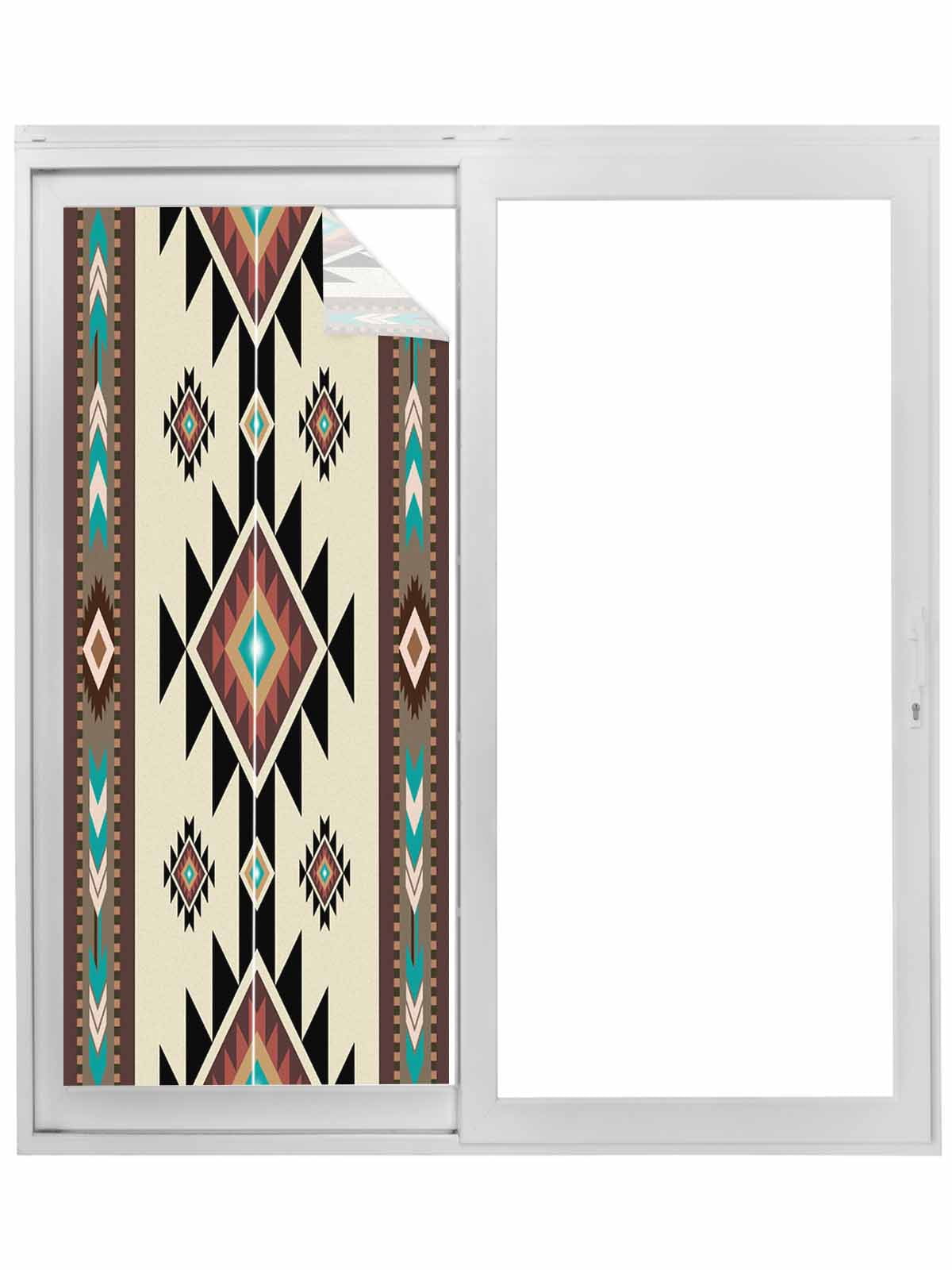 Southwest Geometric Window Privacy Film, Brown Mexican Aztec Boho ...