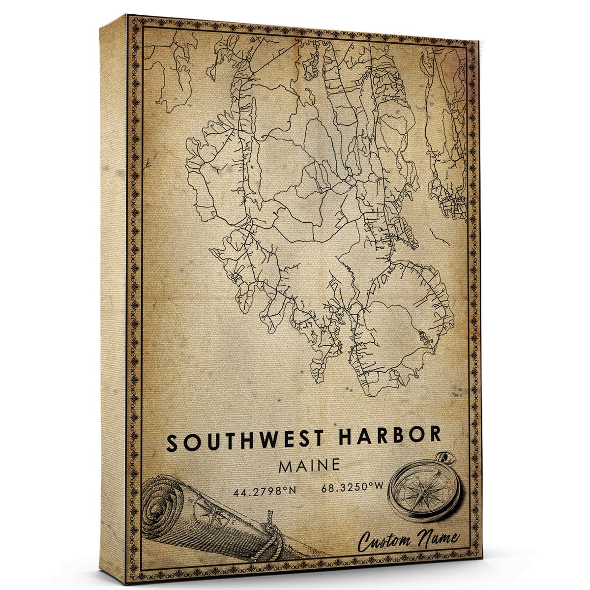 Southwest Harbor Map Poster, Maine Map Art Poster, Canvas, Southwest ...