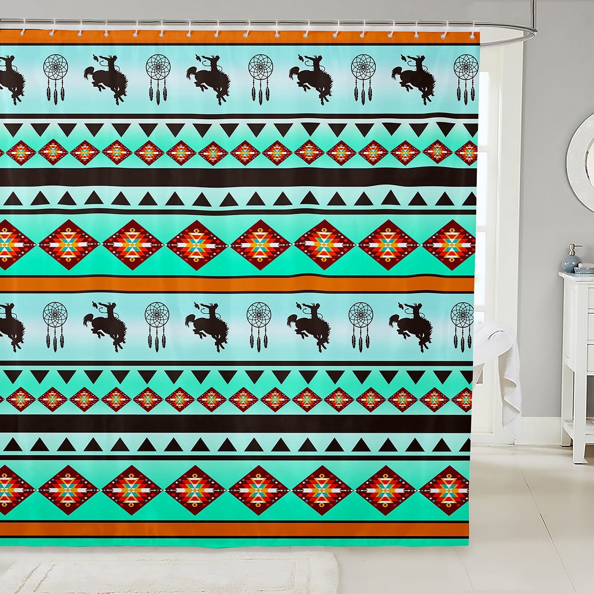 Southwest Indian Bath Curtain, Western Cowboys Shower Curtain Rustic ...