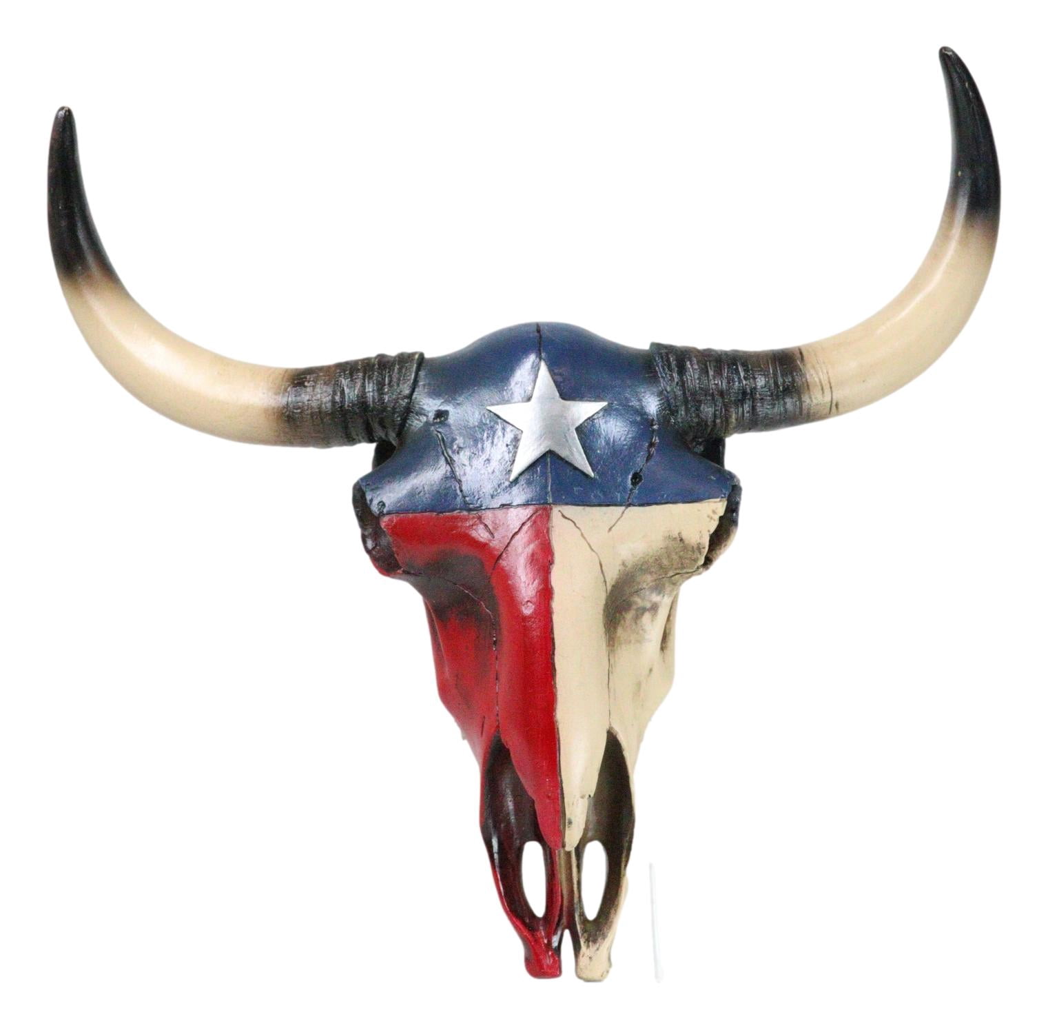 Southwest Longhorn Cow Steer Skull With Texas Lone Star State Flag ...