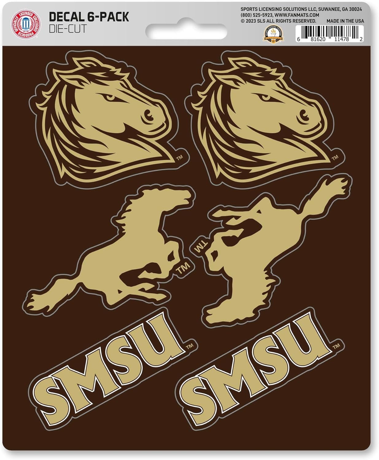 Southwest Minnesota State University Mustangs 6-Piece Decal Sticker Set ...