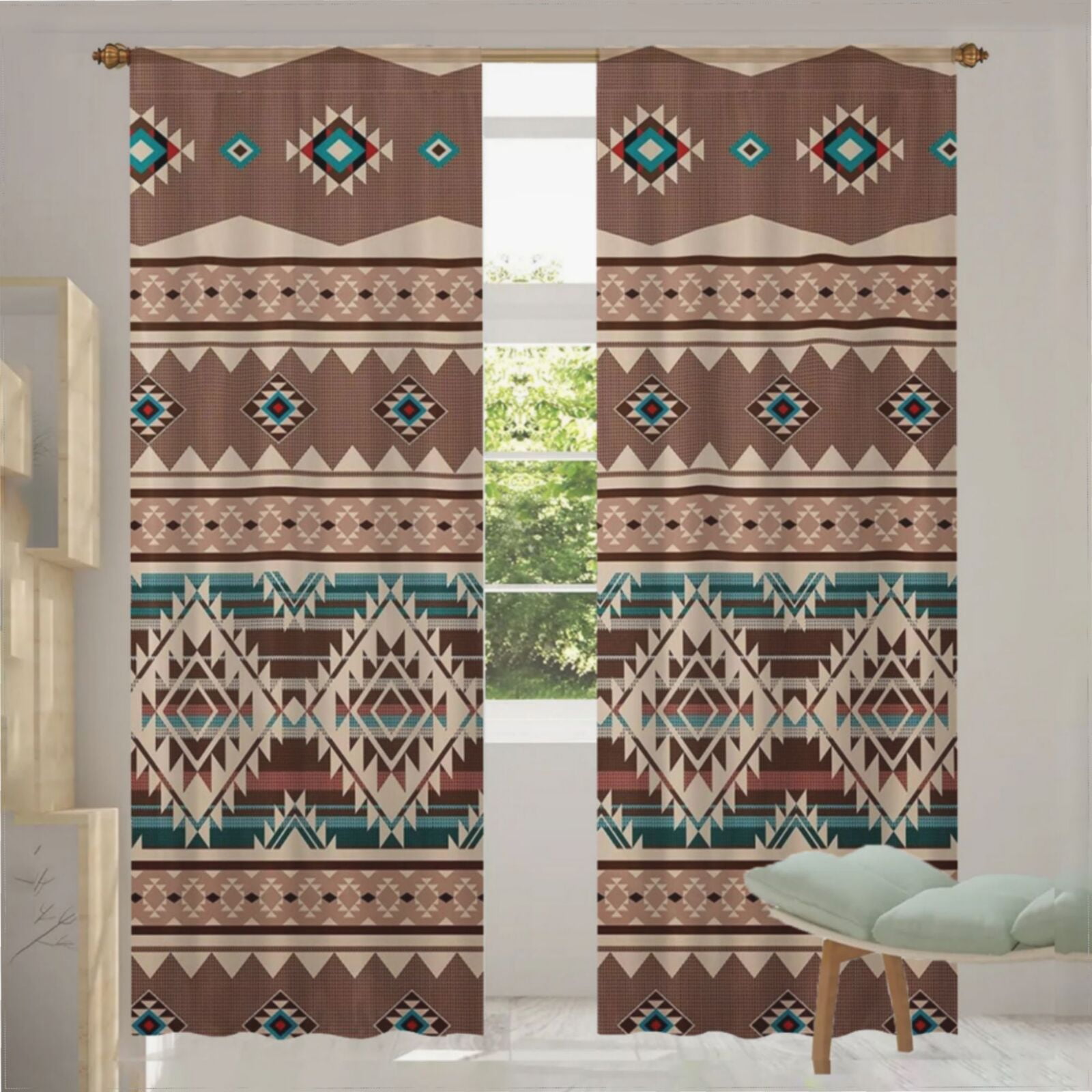 Southwest Native Aztec Curtain For Living Room Bedroom Kitchen Window ...