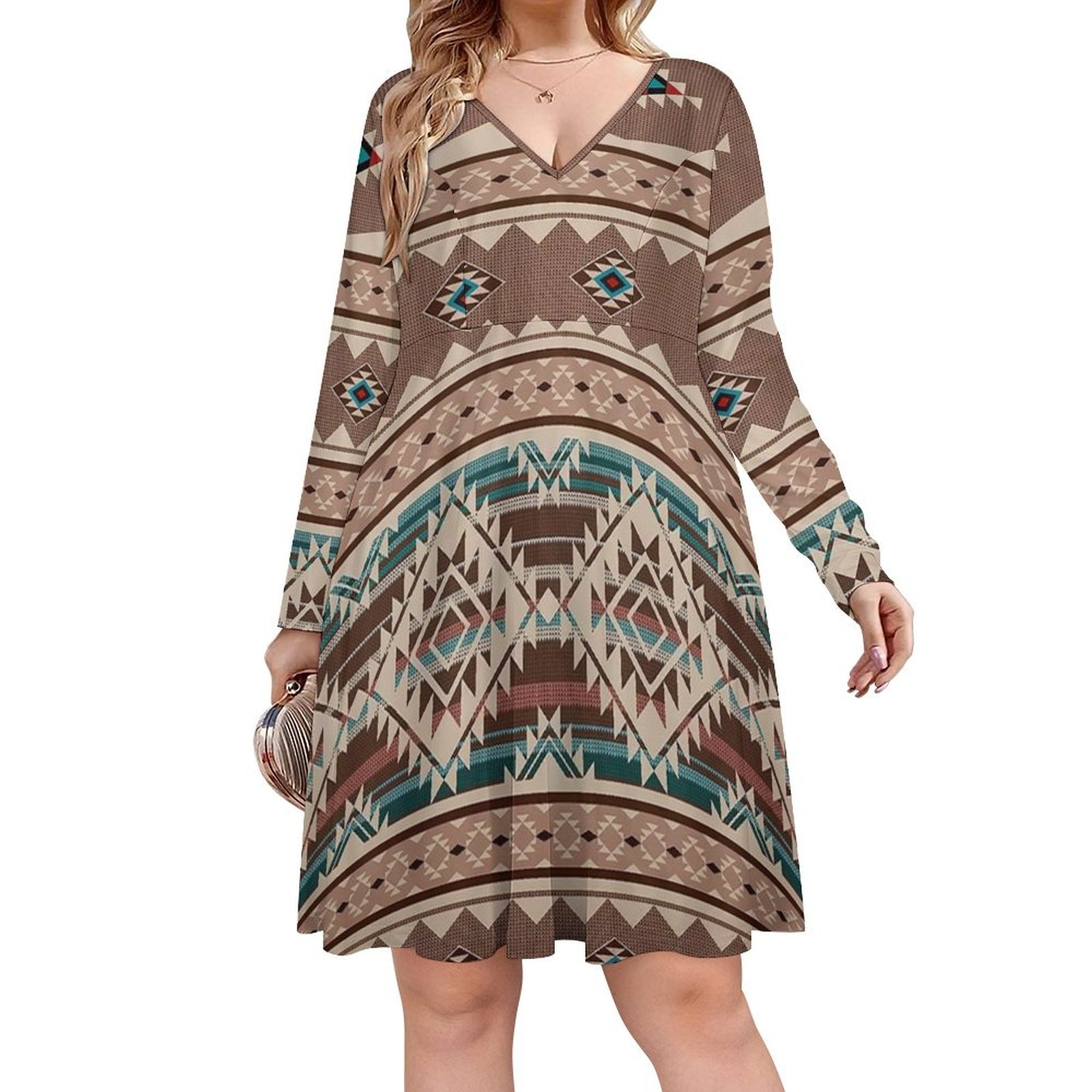 Southwest Native Aztec Long Sleeve Sexy Dresses For Women Ladies ...