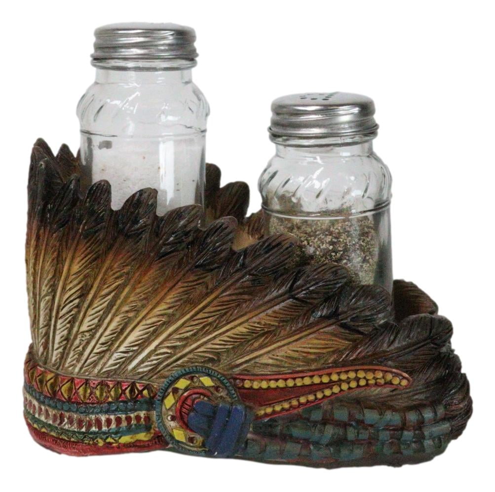 Southwest Native Indian Chief Headdress Roach Salt And Pepper Shakers ...