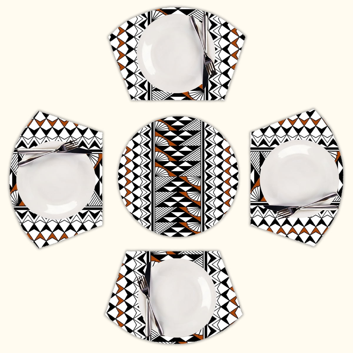 Southwest Native Rain and Sun Round Table Placemats Set Of 5 Wedge ...
