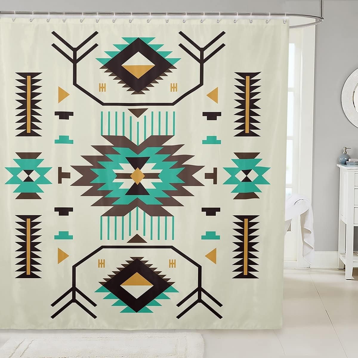 Southwest Shower Curtain Rustic Tribal Aztec Style Waterproof Curtain ...
