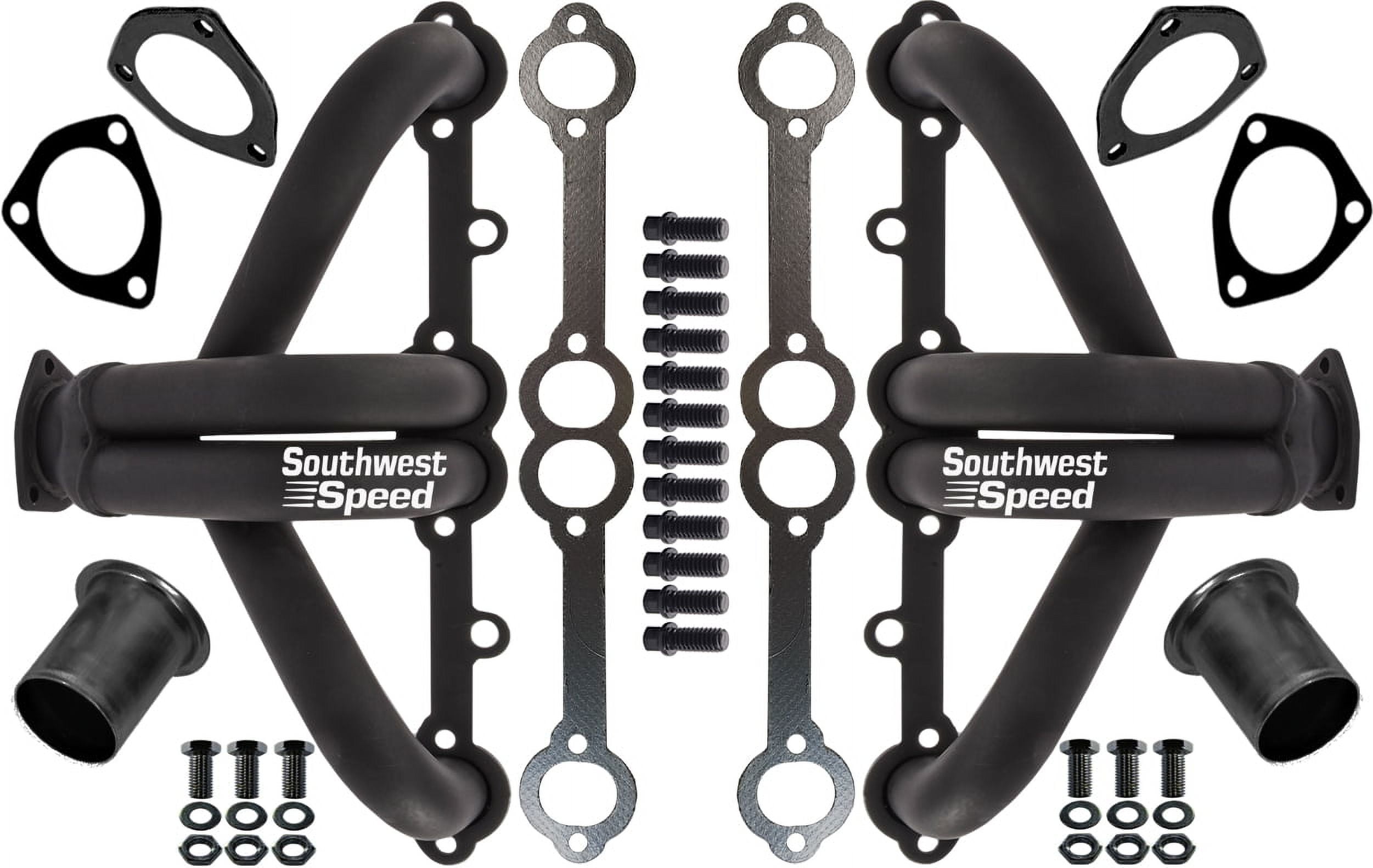 Southwest Speed Black 55-57 Chevy Tight-Fit Block Hugger Headers,Small ...