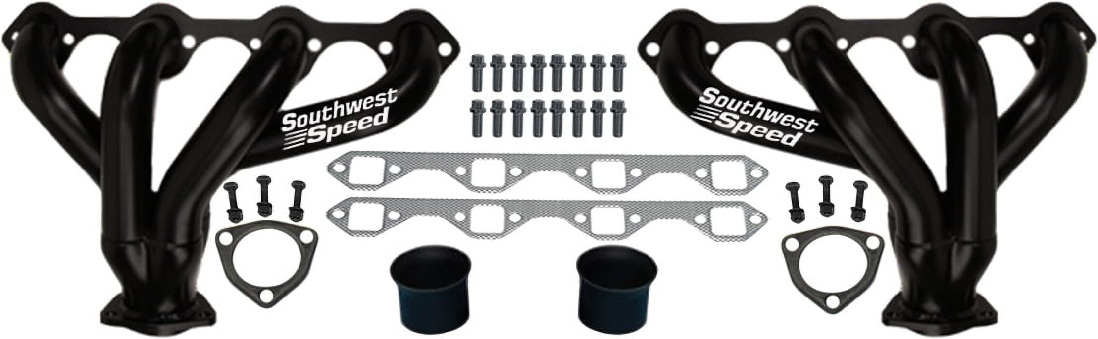 Southwest Speed Black Block Hugger Shorty Style Headers For Small Block ...