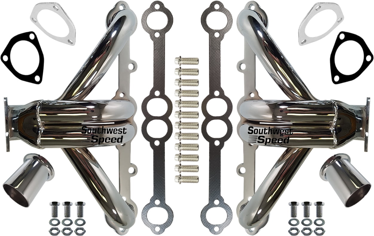 Southwest Speed Chrome 55-57 Chevy Tight-Fit Block Hugger Headers,Small ...