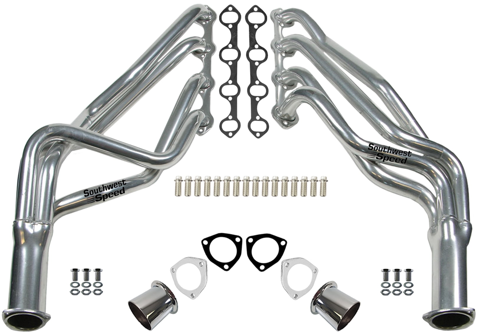Southwest Speed Polished Stainless Steel Long Tube Headers,66-73 Ford ...