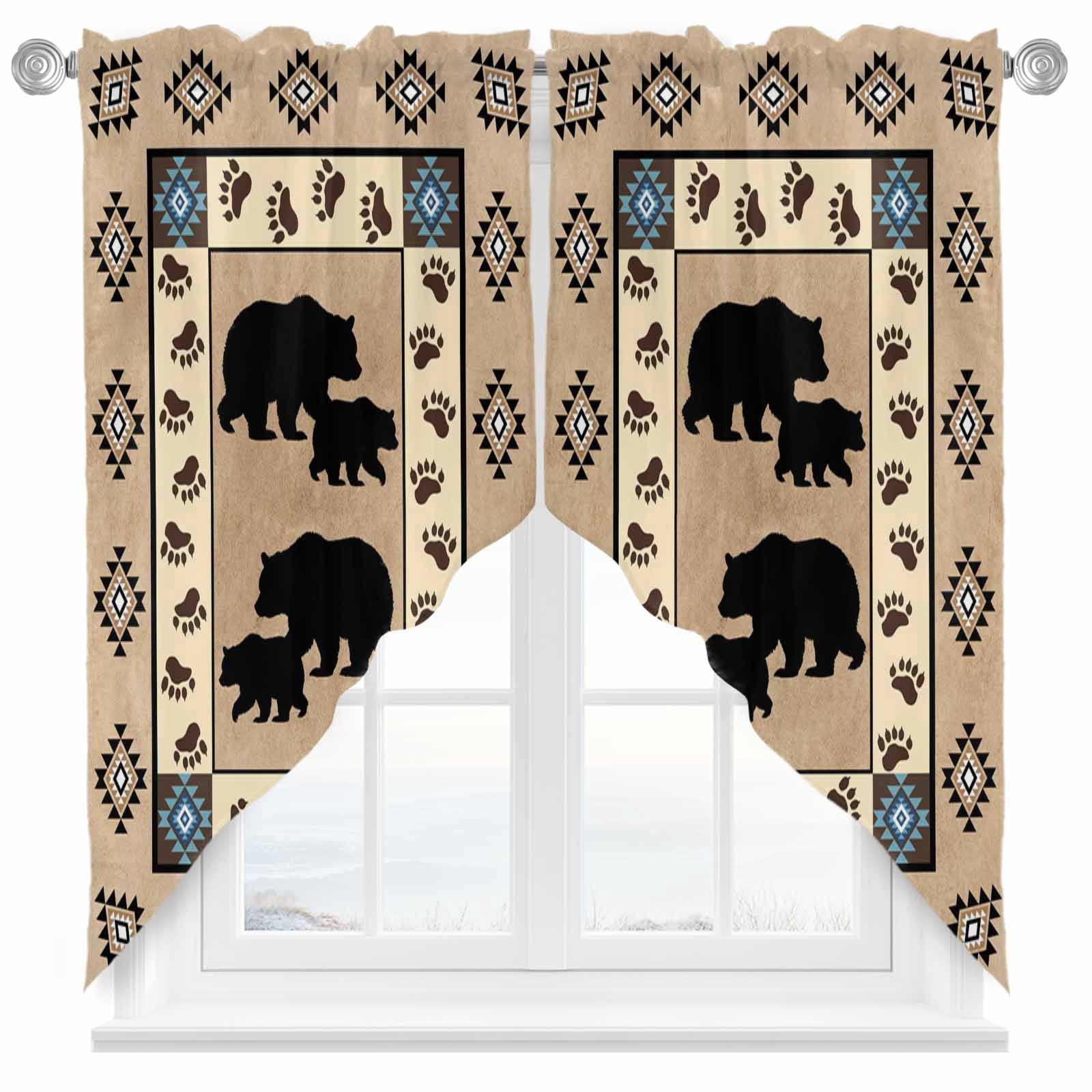 Southwest Swag Curtains Abstract Bear Art Texture Kitchen Swag Valance ...