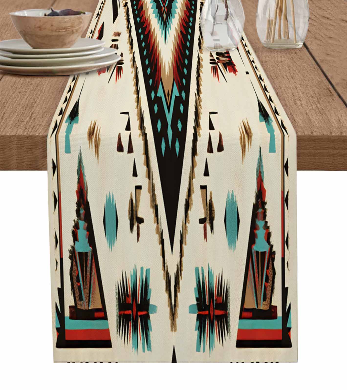 Southwest Tribal Table Runner-Cotton Linen- 72 Inch Holiday Dresser ...