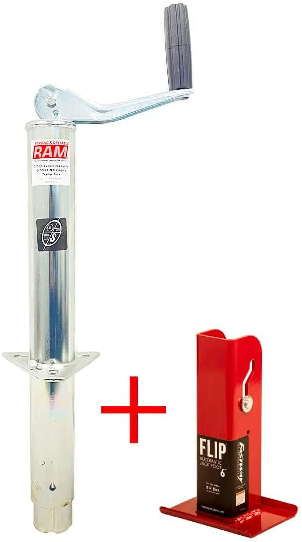 Southwest Wheel 2,000 lbs top Wind RAM Zinc A-Frame Trailer Jack w/ 6 ...