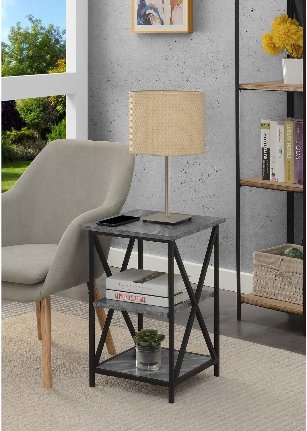 Southwestern 3-Tier End Table, 15.75-in x 15.75-in x 24.25-in, Gray ...