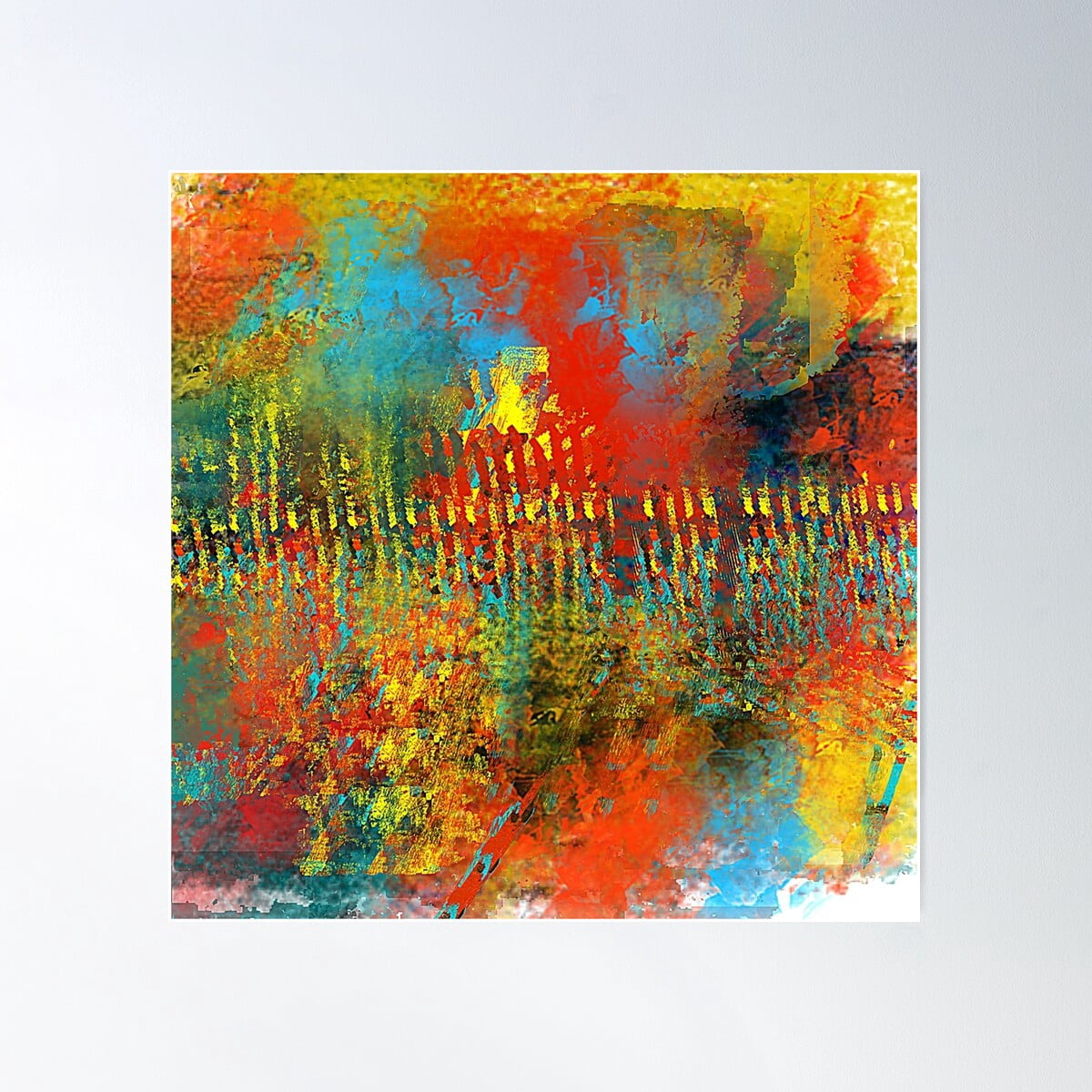 Southwestern Abstract In Red, Aqua, Yellow, And Green Poster Wall Art ...