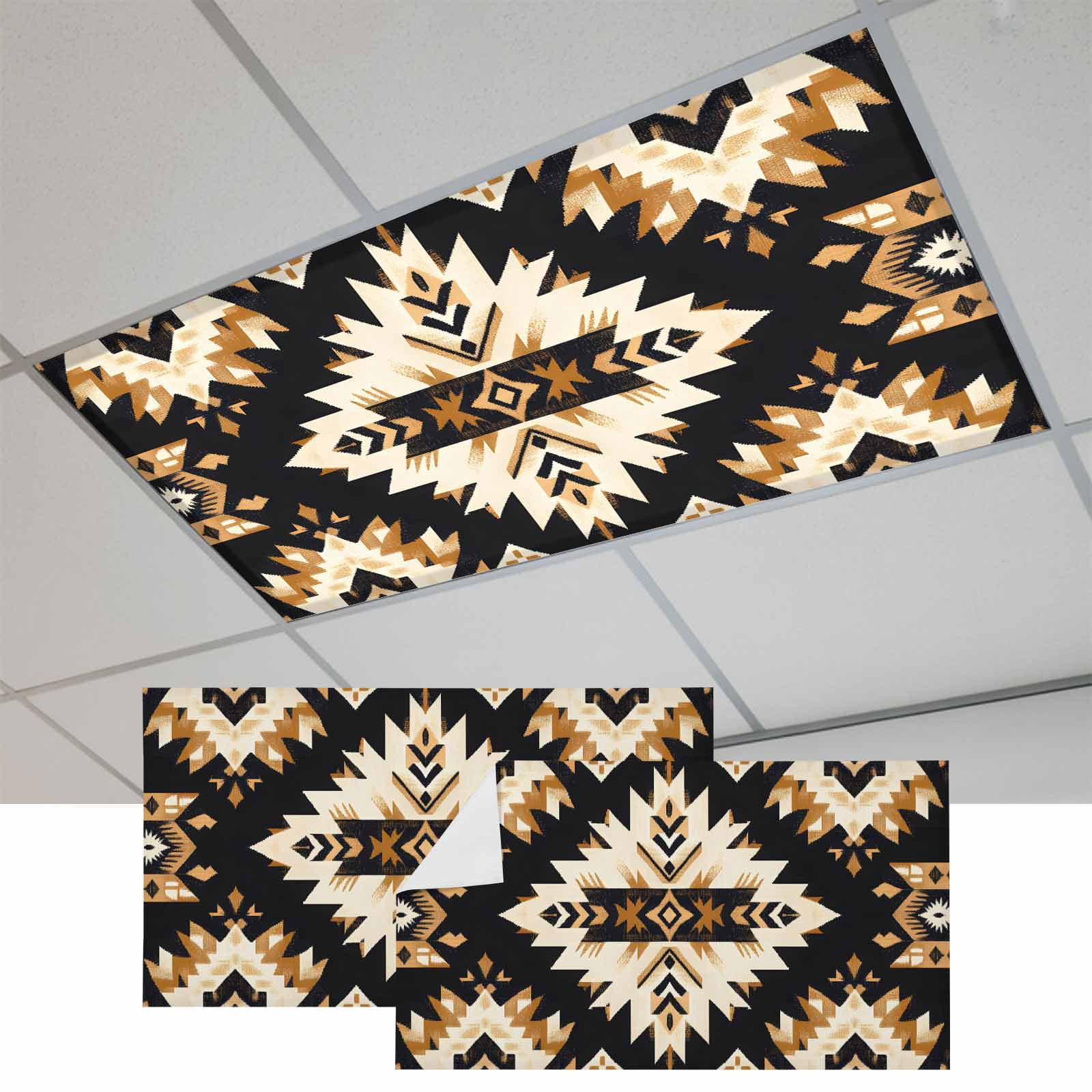 Southwestern Aztec Fluorescent Light Covers, Retro National Style Brown ...