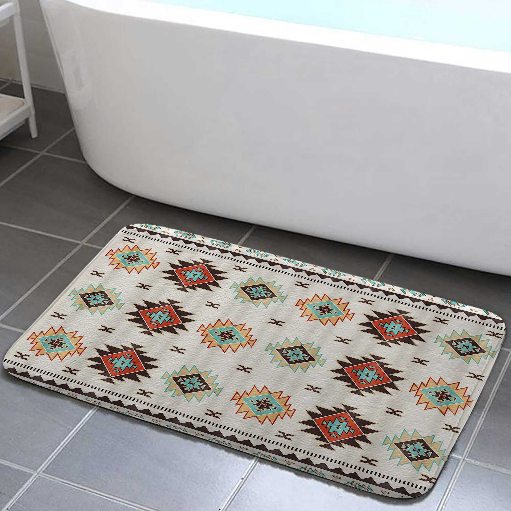 Southwestern Bathroom Mat, colorful Southwest Native Aztec Tribal ...