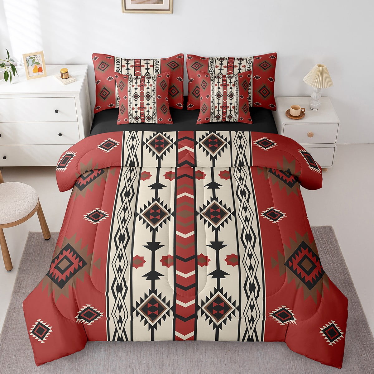 Southwestern Bedding Set 7 Piece Western Aztec Full Comforter Set With ...