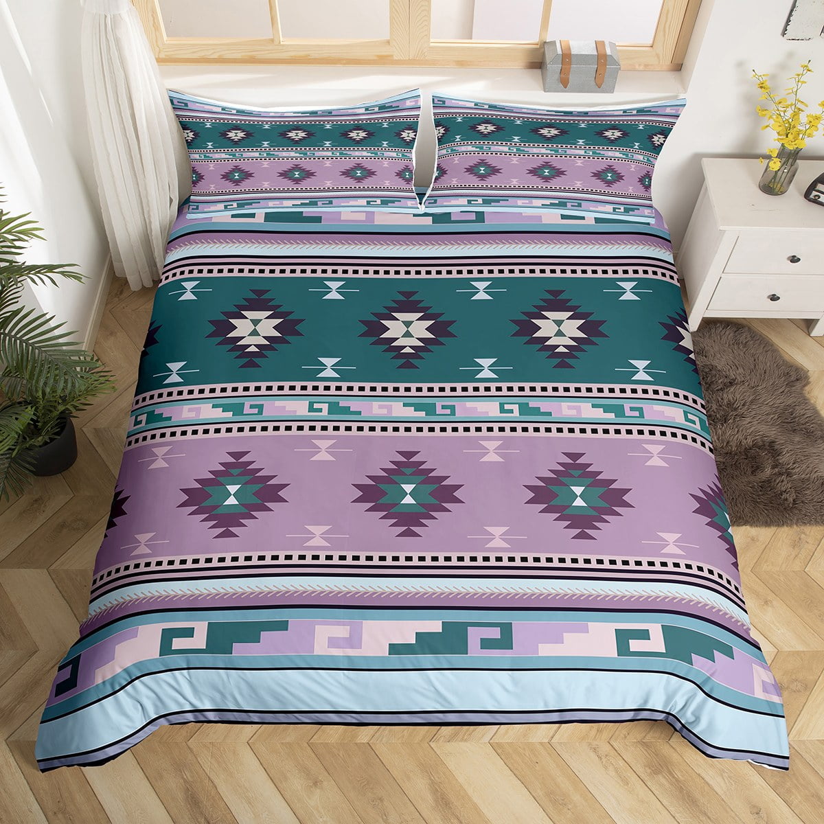 Southwestern Bedding Set Twin Bohemian Geometric Comforter Cover,Ethnic ...