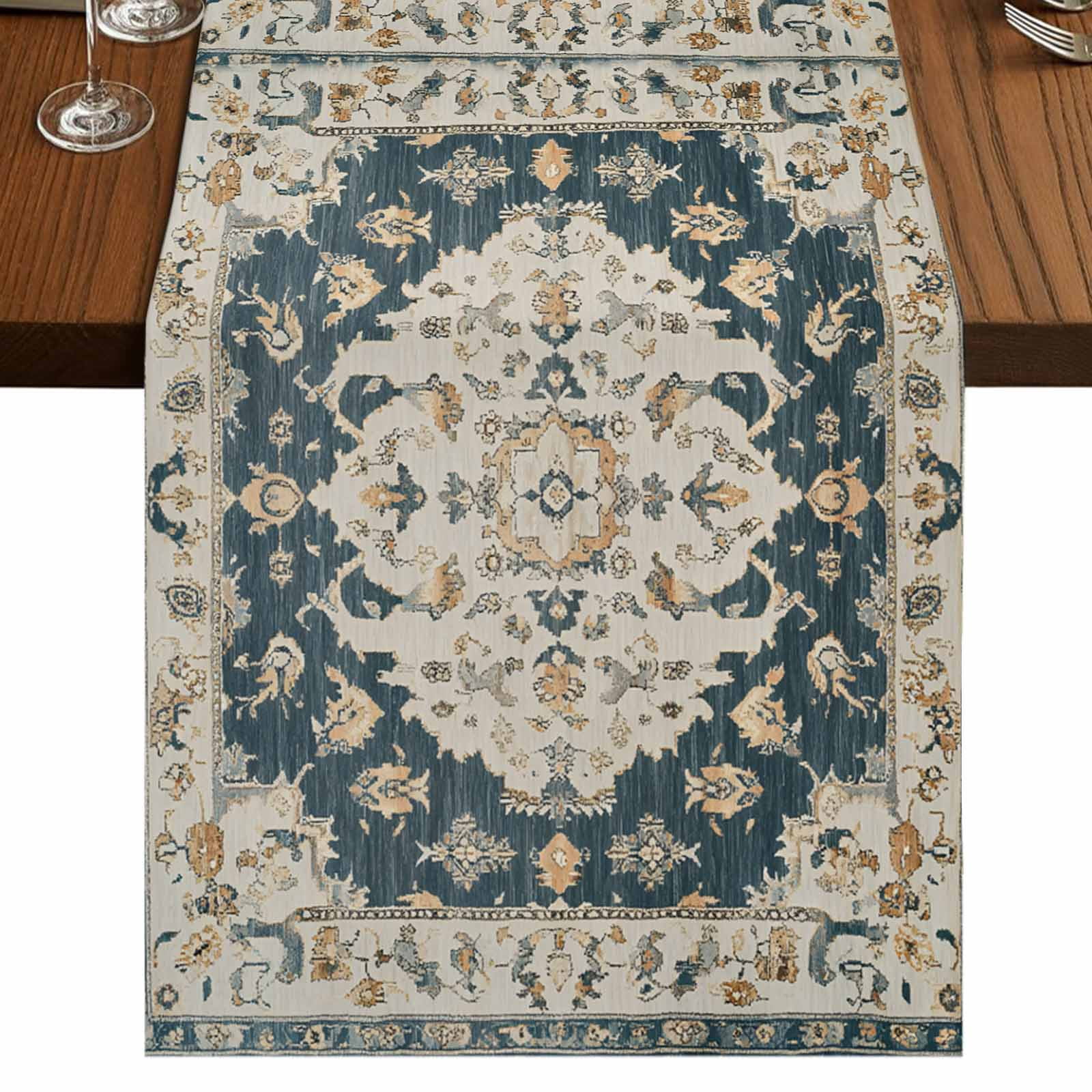 Southwestern Boho 120 Inch Table Runner, Ethnic Farmhouse Geometric Art ...