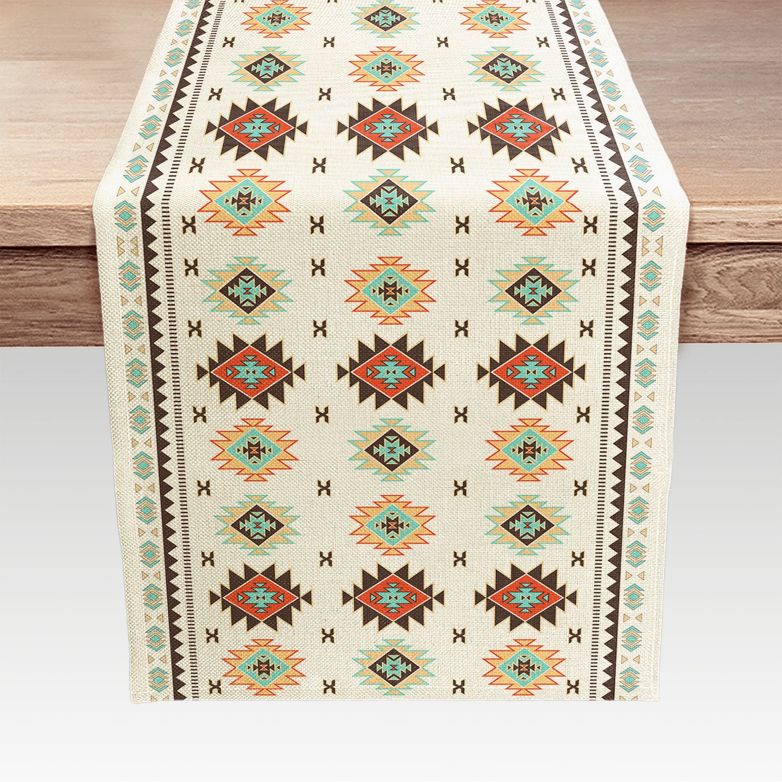 Southwestern Boho Dining Table Runner 72 inches Long, Native Geometric ...