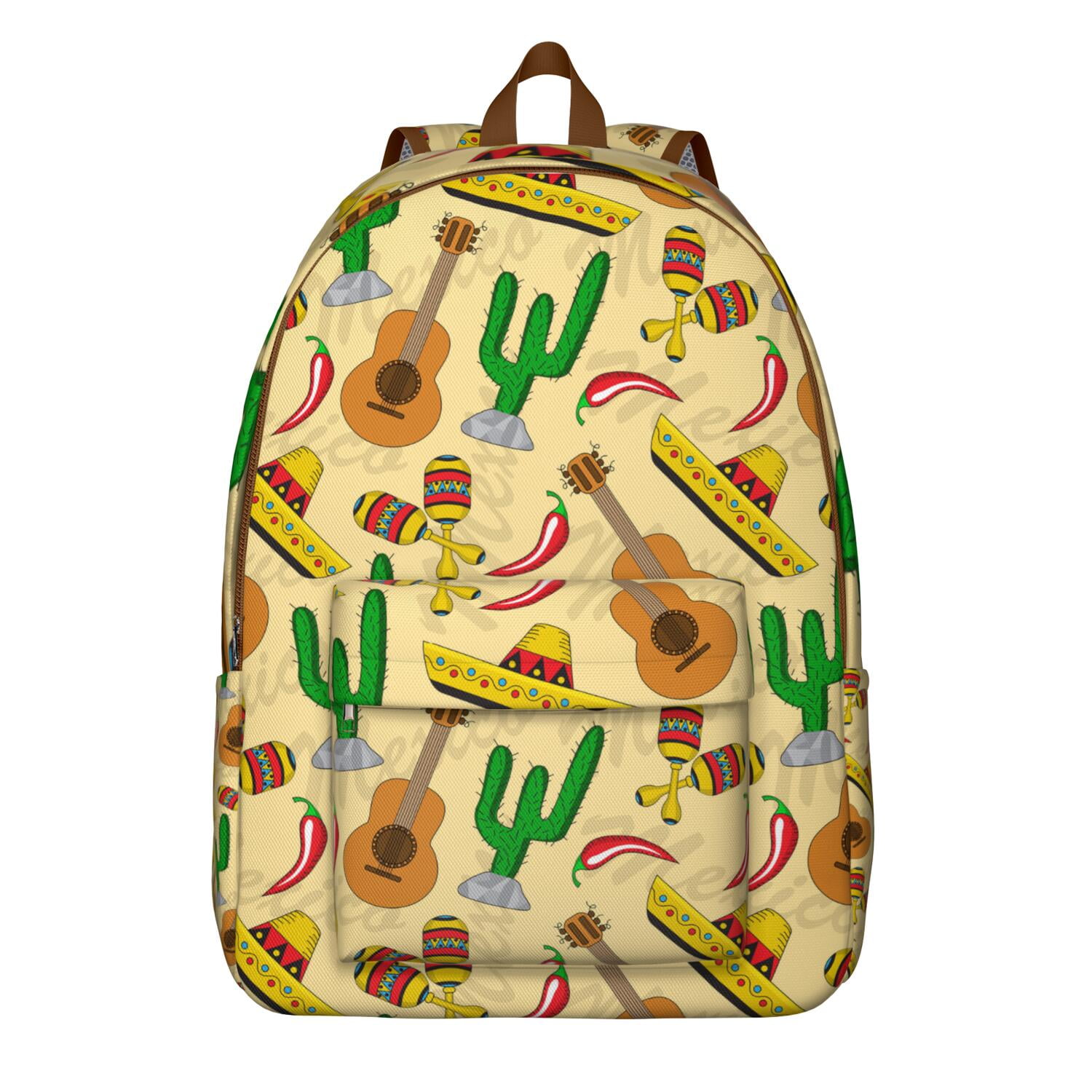 Southwestern Boho Succulent Backpack, Lightweight School Bag with Cute Kawaii Cactus and Desert ...