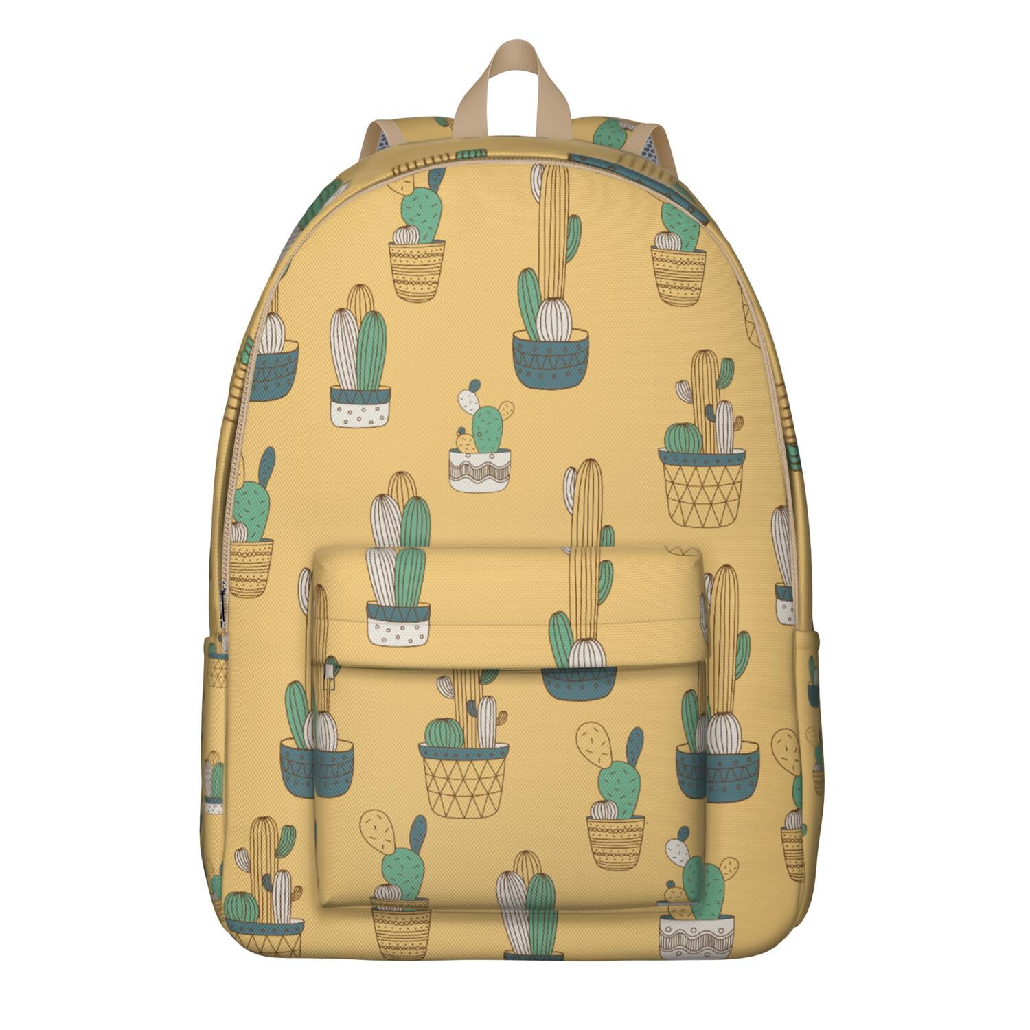 Southwestern Boho Succulent Backpack, Lightweight School Bag with Cute Kawaii Cactus and Desert ...