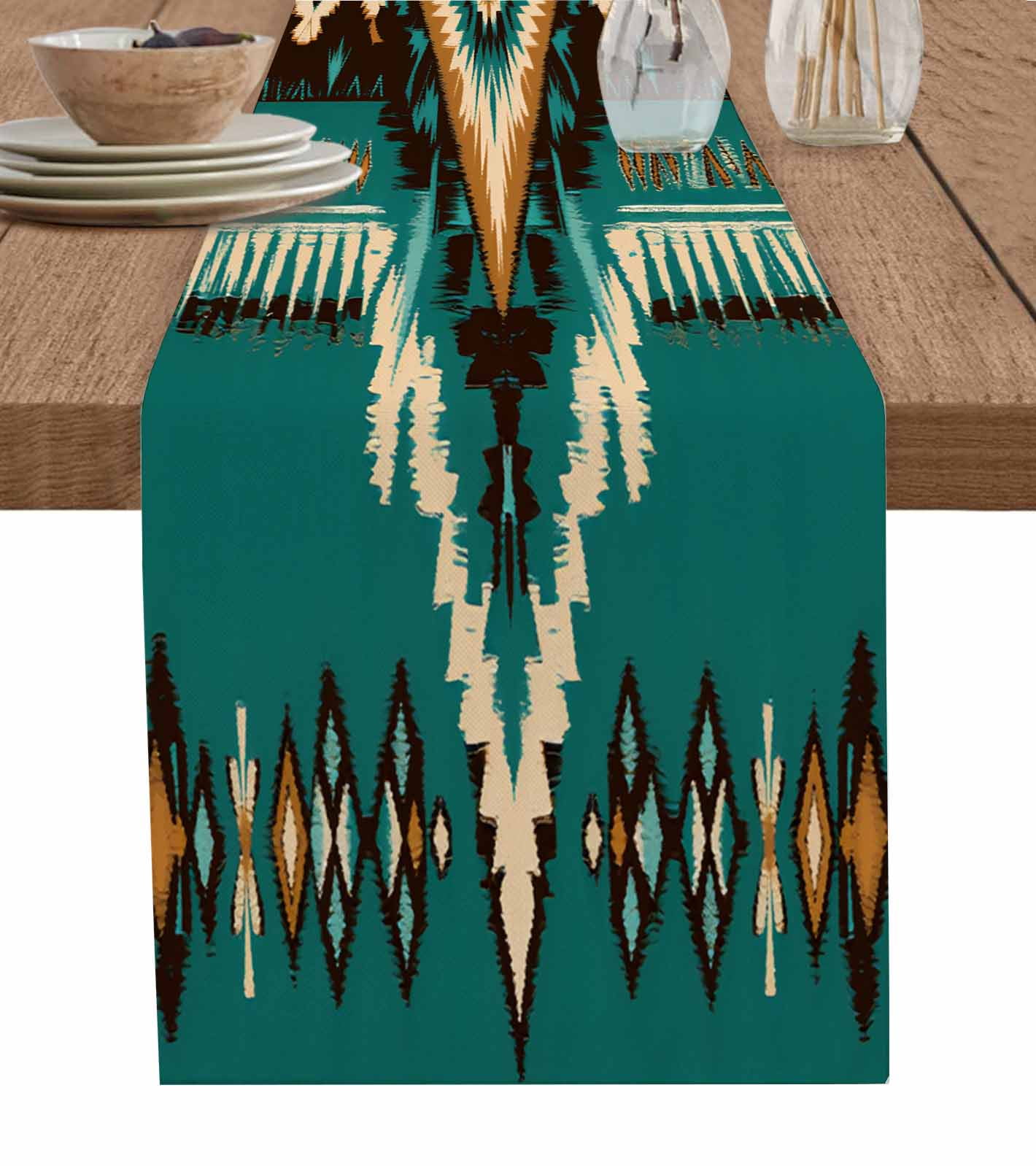 Southwestern Boho Table Runner-Cotton Linen- 60 Inch Holiday Dresser ...