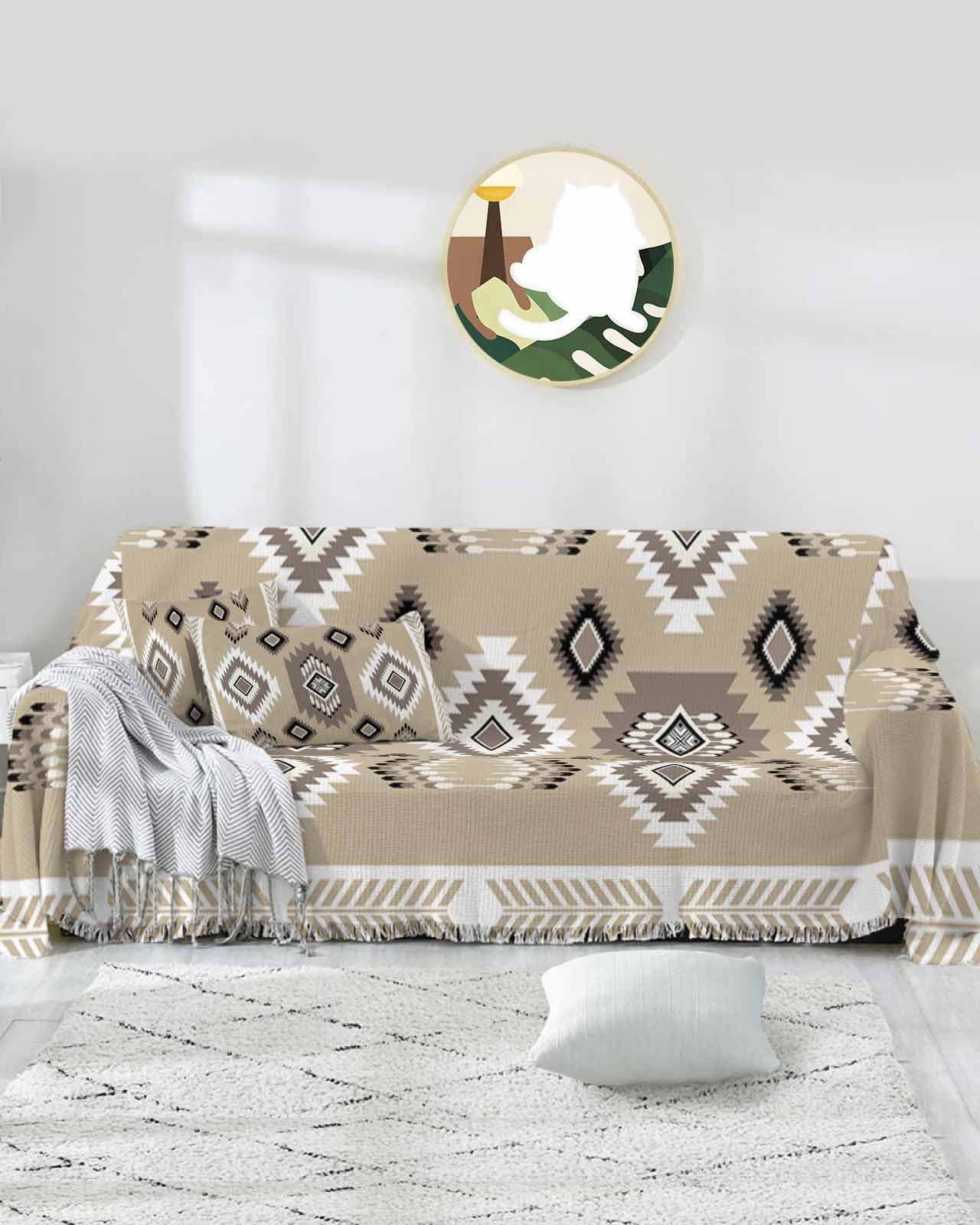 Southwestern Brown Sofa Covers for 3 Cushion Couch,Washable Sectional ...