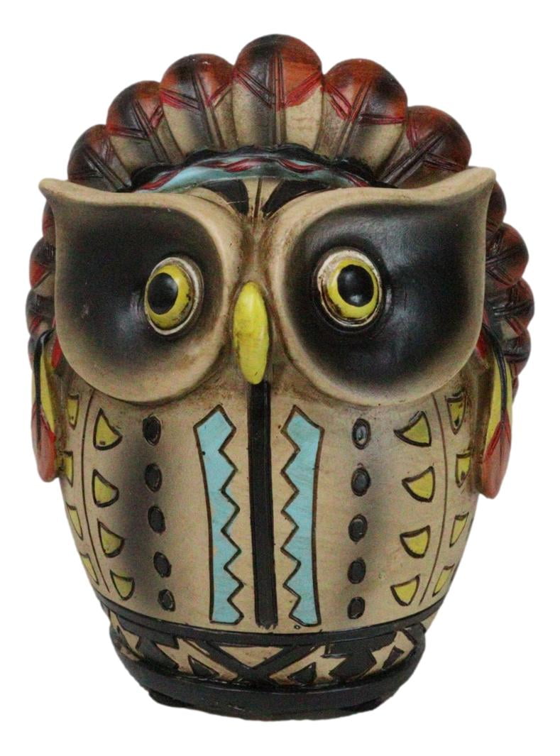 Southwestern Colorful Tribal Native Indian Owl Chief With Headdress ...