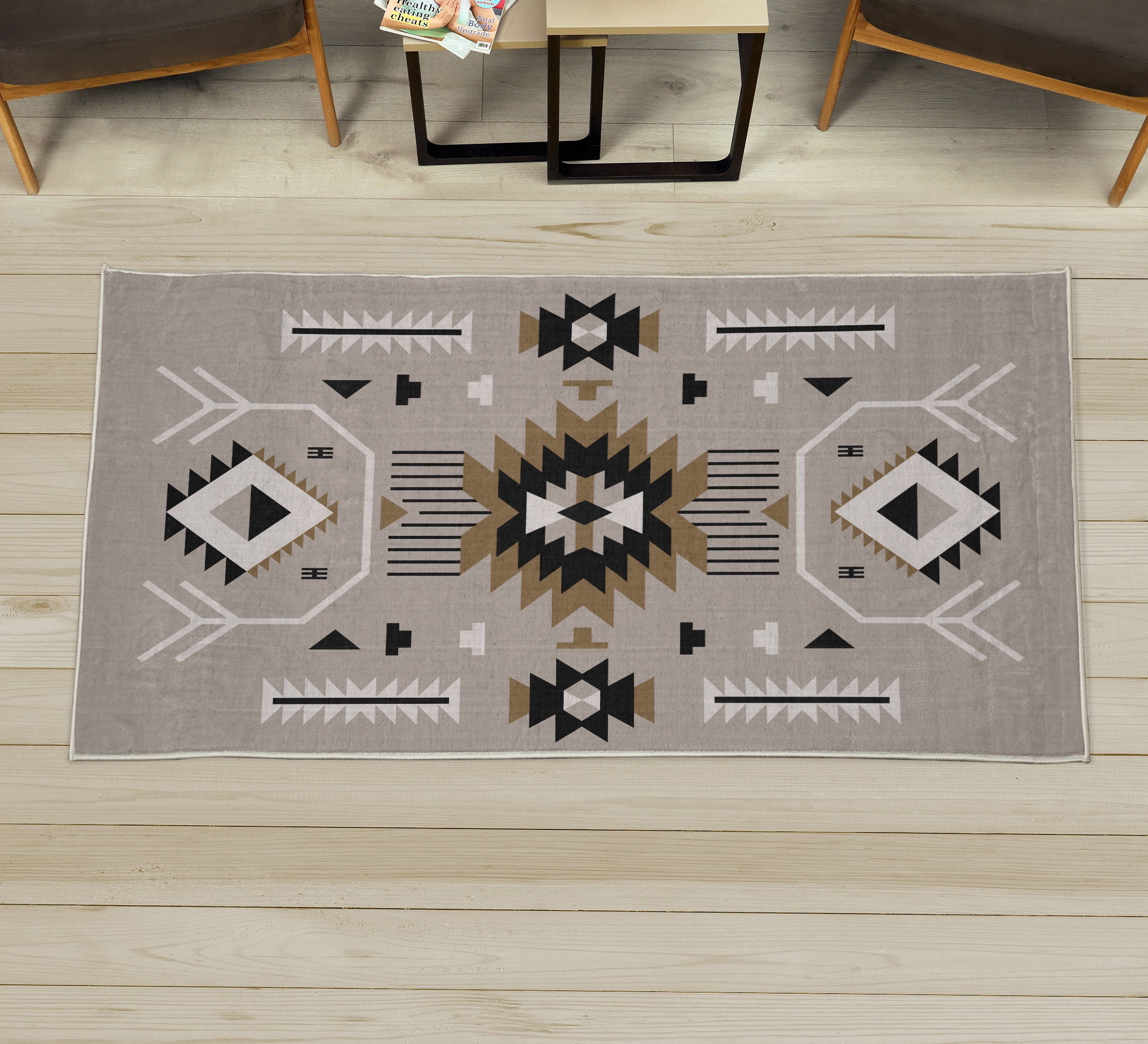 Southwestern Decorative Rug, Ethnic Illustration of a Zigzags Design ...