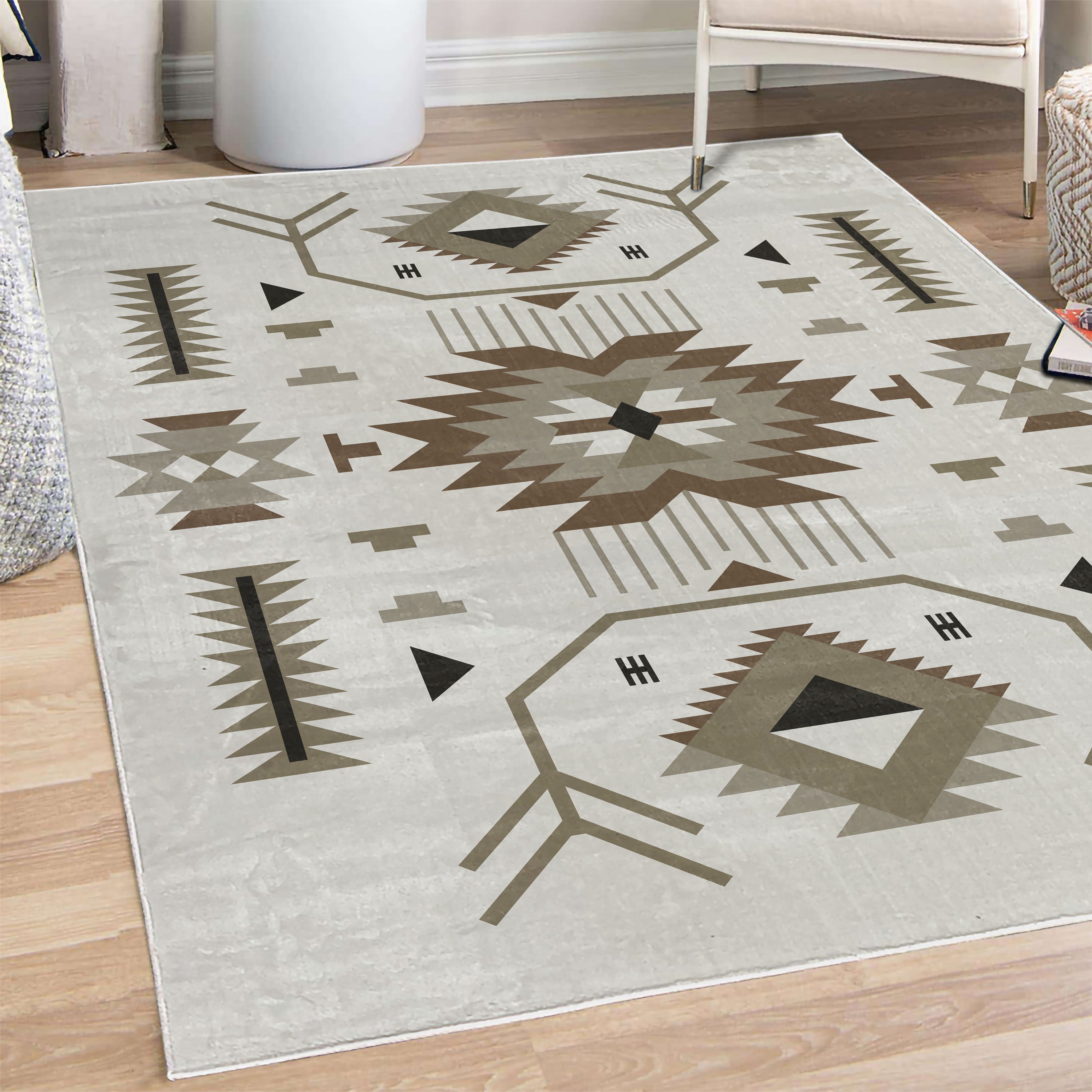 Southwestern Decorative Rug, Ethnic Illustration of a Zigzags Design ...