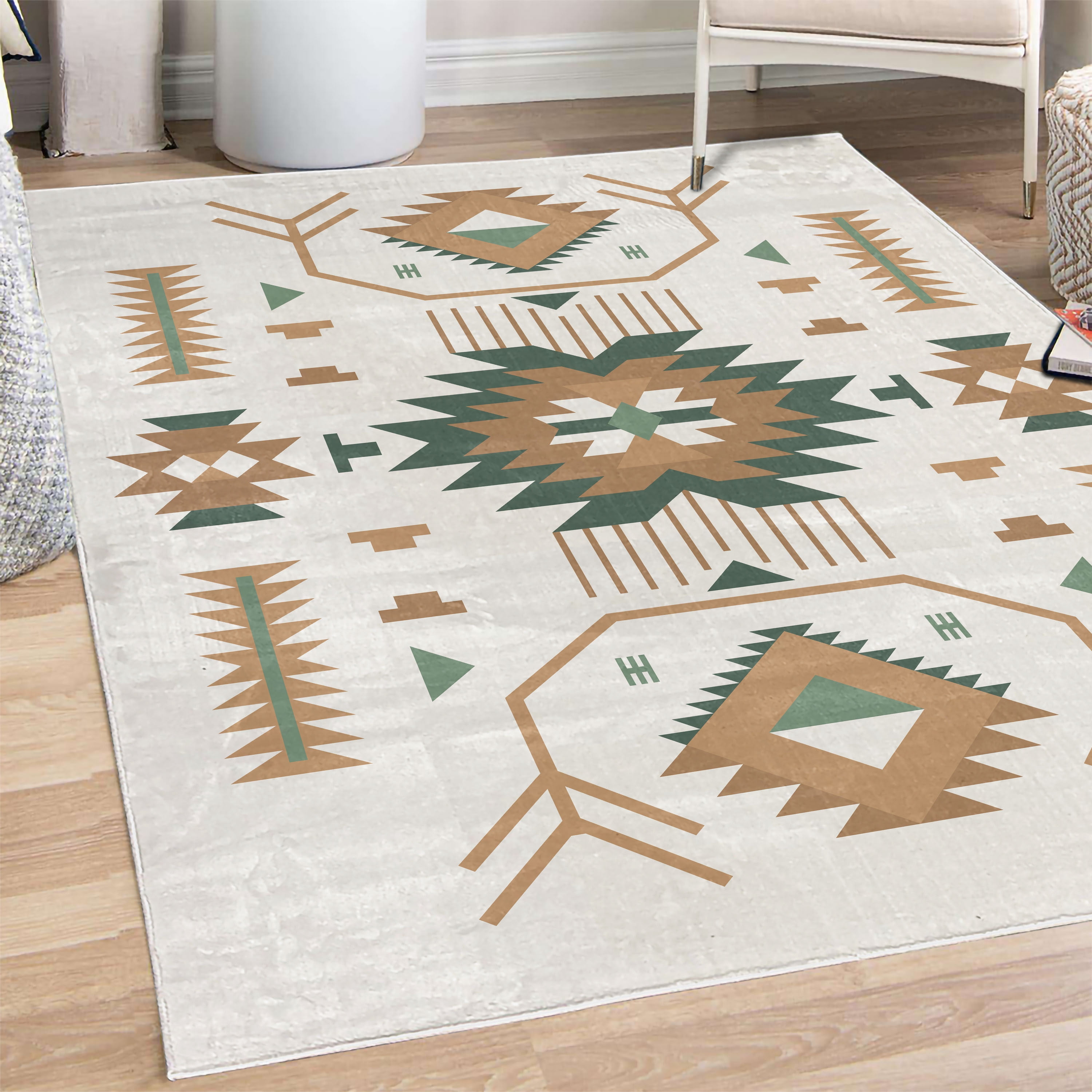 Southwestern Decorative Rug, Ethnic Illustration of a Zigzags Design ...