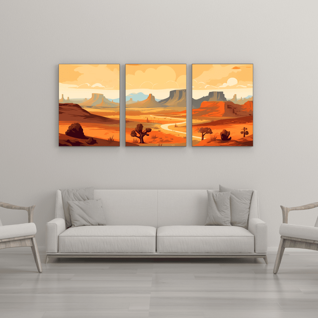 Southwestern Desert - 3 Piece Canvas Wall Art Set - Walmart.com