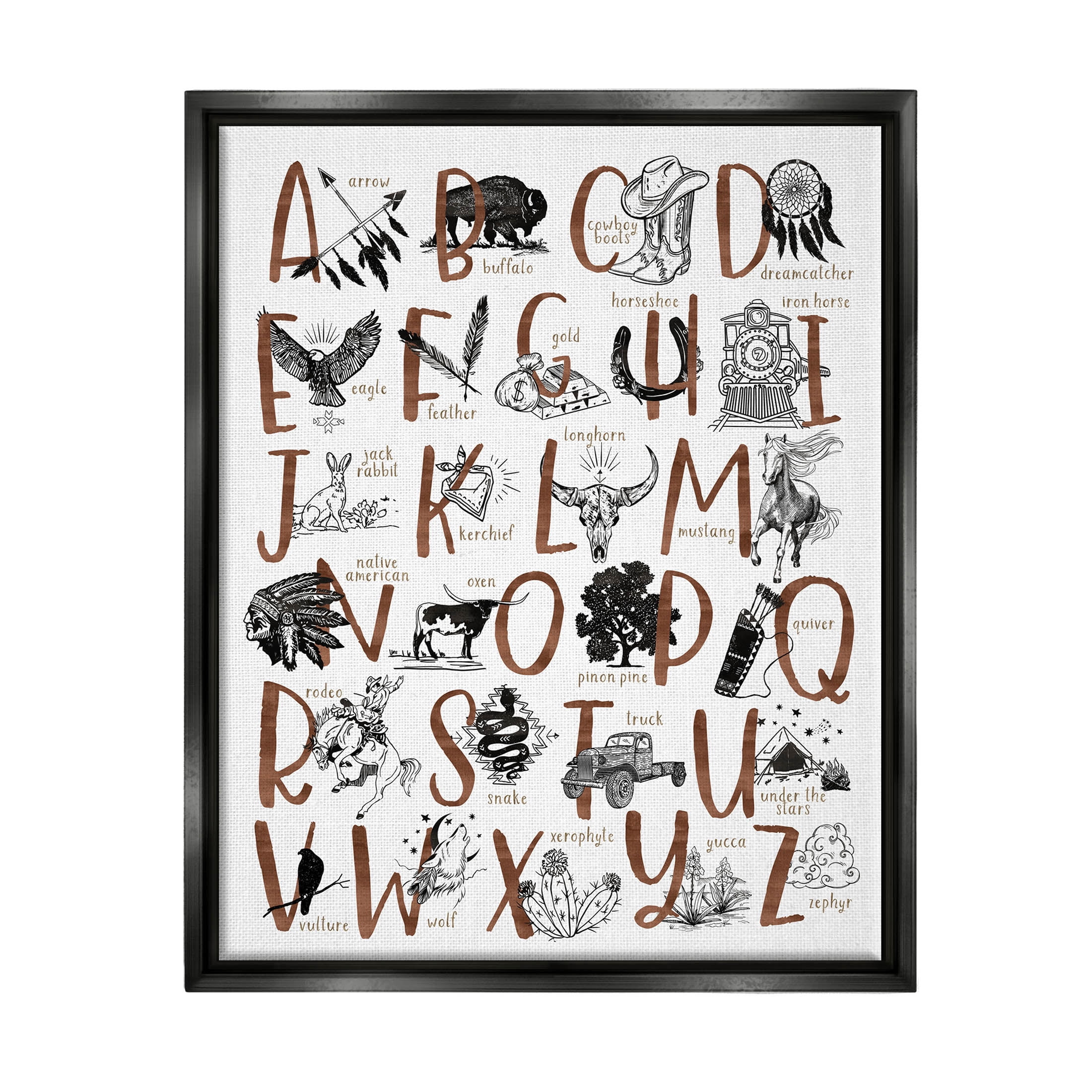 Stupell Southwestern Desert Alphabet Animals Art Print - 17x21 Frame ...