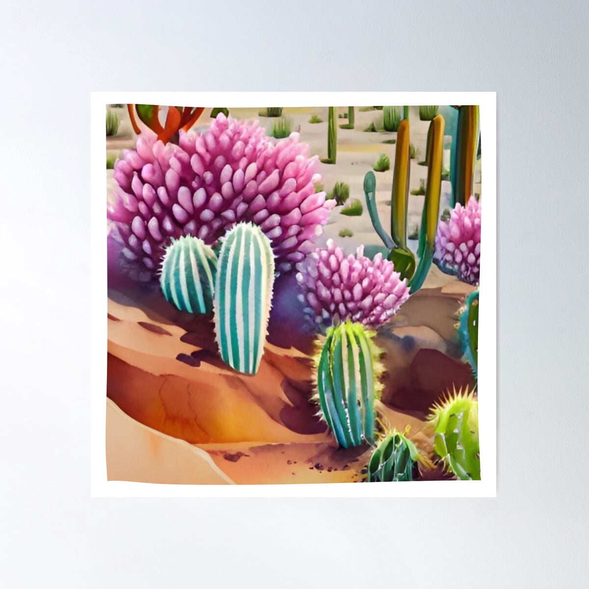 Southwestern Desert Watercolor Cacti & Flora Poster Wall Art, Modern ...