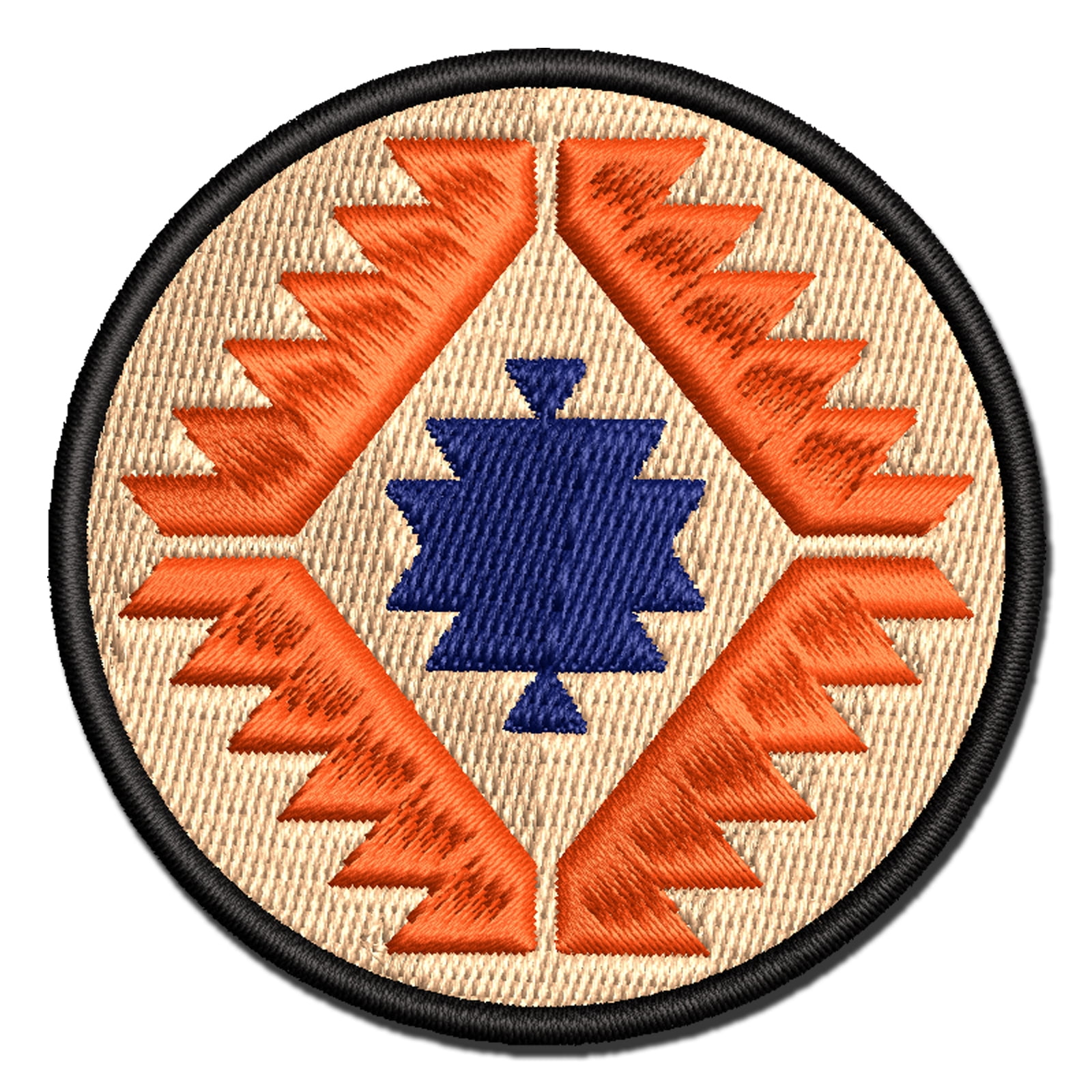 Southwestern Diamond Triangle Pattern Applique Multi-Color Embroidered ...