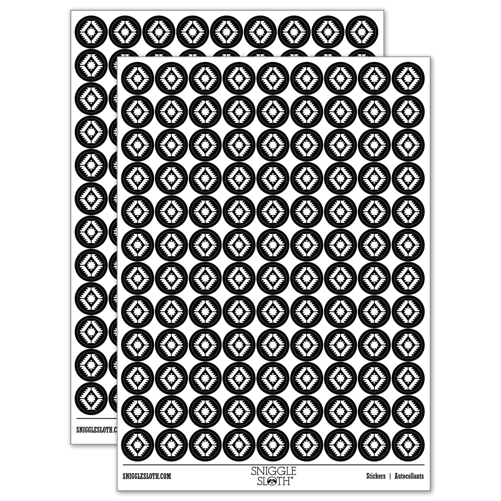 Southwestern Diamond Triangle Pattern 200+ Round Stickers - Black ...
