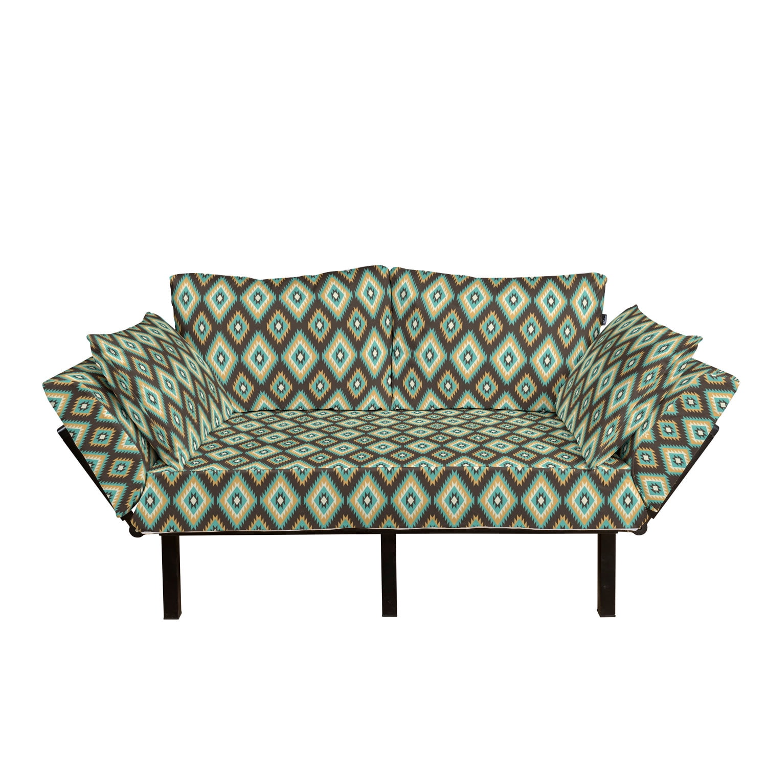 Southwestern Futon Couch, Rhombus Shapes with Zigzag Details ...