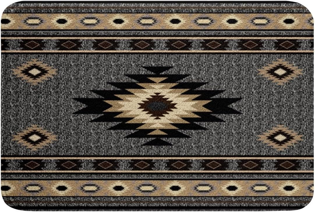 Southwestern Geometric Bath Mats for Bathroom 16"x24" Retro Exotic Boho ...