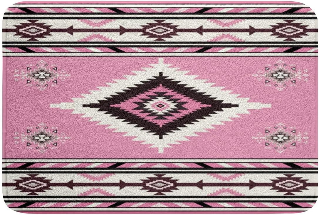Southwestern Geometric Bathroom Rugs 16"x24" Boho Pink Bath Rugs for ...