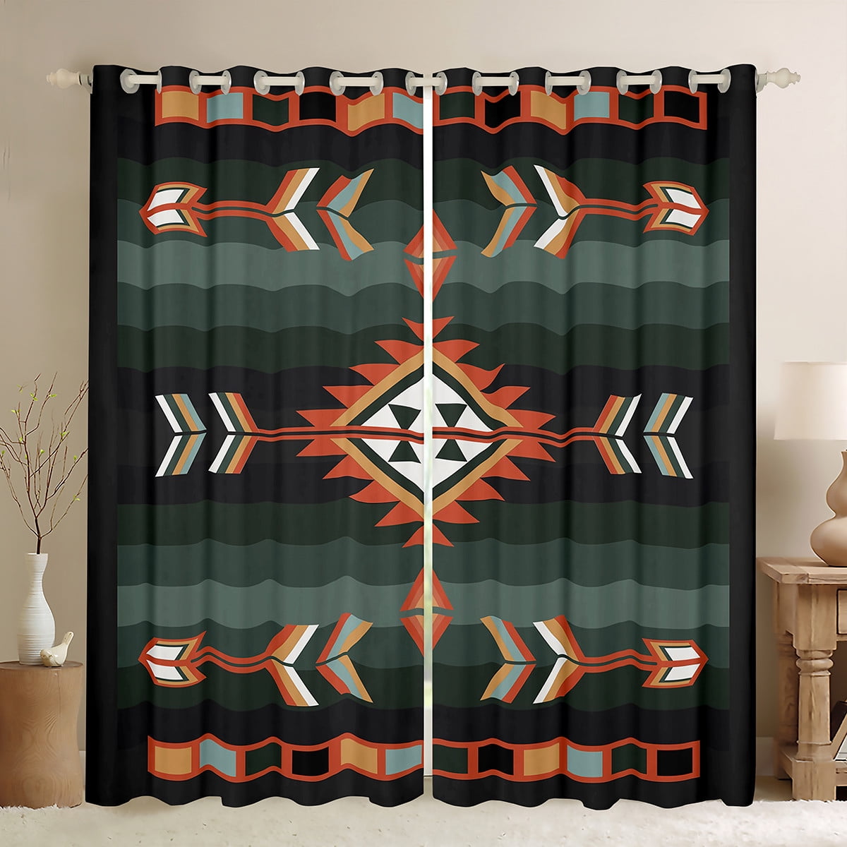 Southwestern Geometric 30%-50% Blackout Curtains 42"Wx63"L Western ...