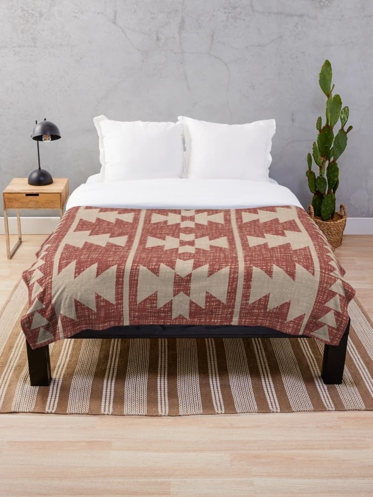 Southwestern Geometric Sherpa Throw Blanket, 2-Layer Polyester Fleece ...