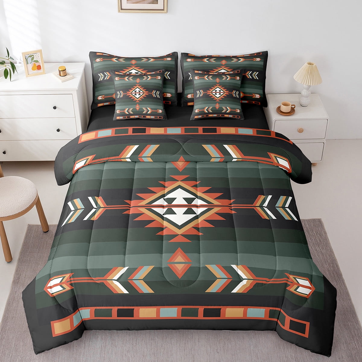 Southwestern Geometric Twin Comforter Set 7 Piece Western Aztec Bed In ...