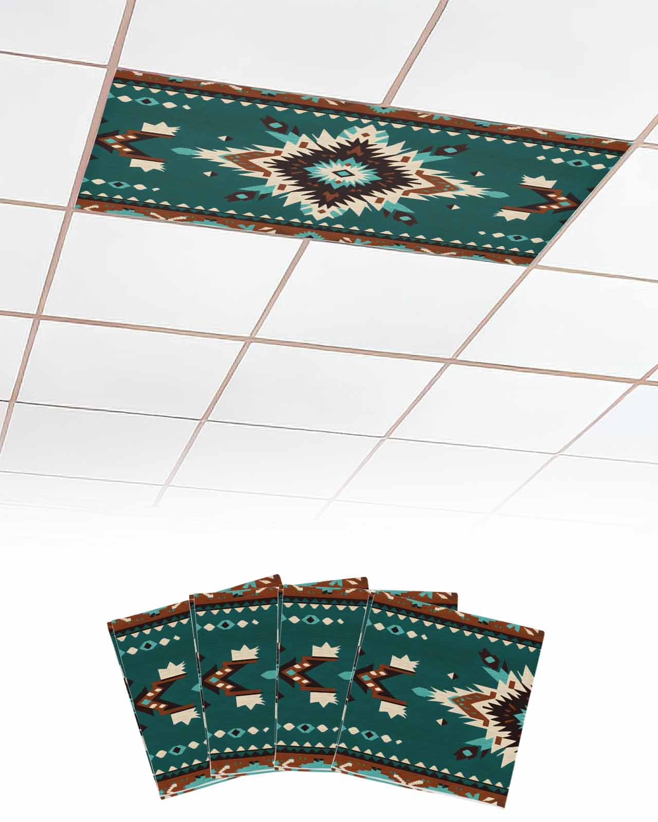 Southwestern Green Fluorescent Light Covers for Ceiling Lights 4x2 feet ...