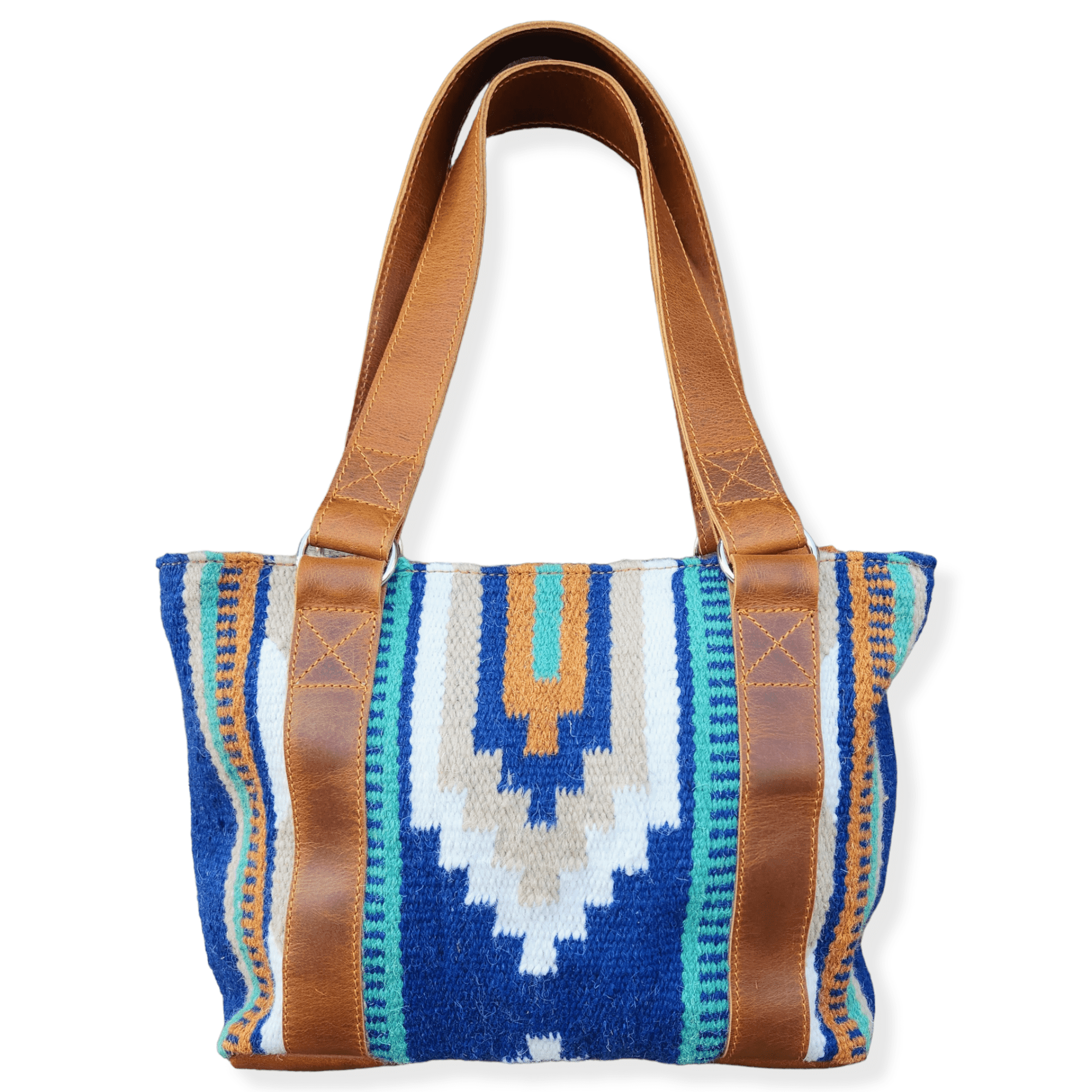Southwestern Handwoven Saddle Blanket Wool Leather Boho Tote Dakota ...