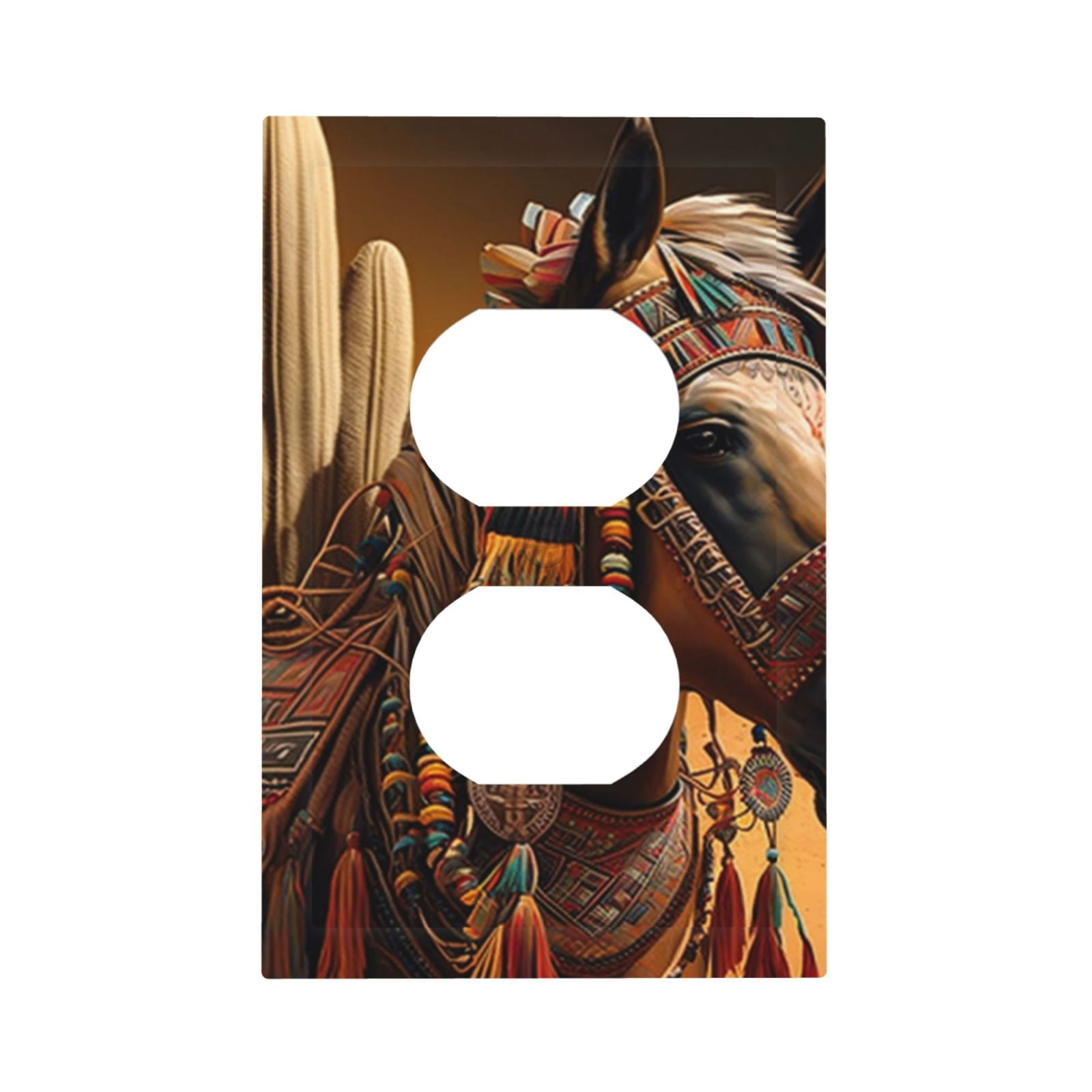 Southwestern Horse Ethnic Native Duplex Wall Plate 1 Gang Decorative ...