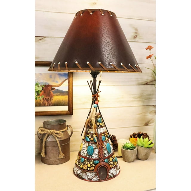 Southwestern Bohemian Style Teepee Hut Table Lamp with Dreamcatcher ...